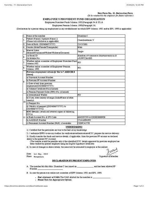 Form No 11 Declaration Form Pdf Applications Of Cryptography