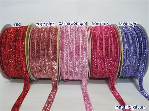 5 Yards 3 8 Rose Pink Metallic Glitter Ribbon Glitter Etsy