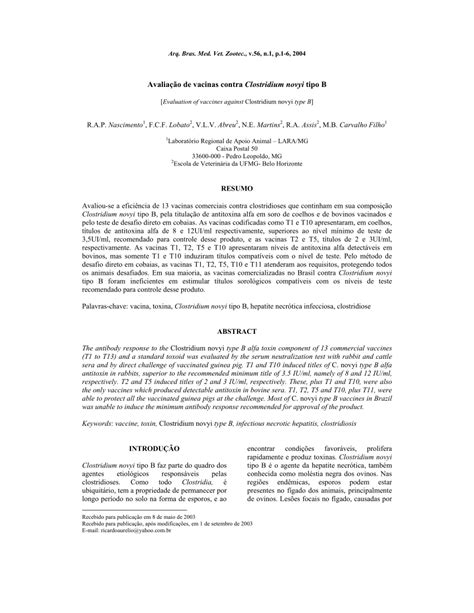 Pdf Evaluation Of Vaccines Against Clostridium Novyi Type B