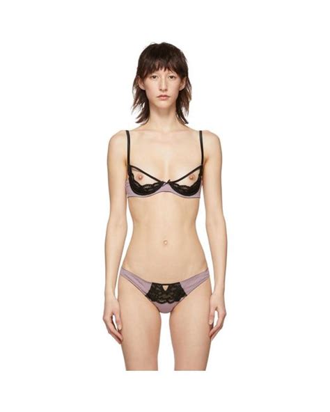 Fleur Du Mal Purple Lace Peekaboo Bra In Pink Lyst
