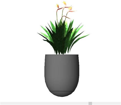 Object Tall Concrete Planter With Plant