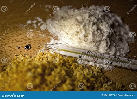 A Broken Mercury Thermometer Between Soap And Soda Stock Image Image