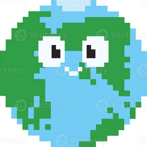 Pixel Art Cartoon Earth Character Png