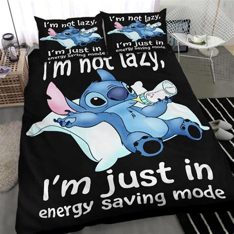 Blue Stich Im Not Lazy Bedding Set Sold By George Thomas Sku 40637415
