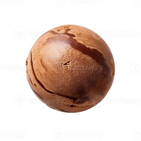 Chocolate Ice Cream Ball Isolated On Transparent Background Created