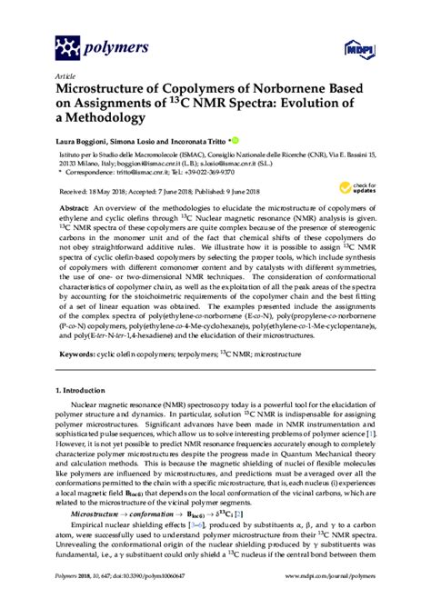 Pdf Microstructure Of Copolymers Of Norbornene Based On Assignments Of 13c Nmr Spectra