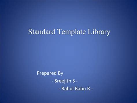 Standard Template Library Stl In C Ppt
