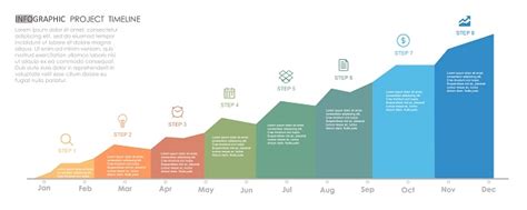 프로젝트 타임라인 다이어그램 비즈니스를 위한 인포그래픽 로드맵 템플릿입니다 12 개월 현대 타임 라인 다이어그램 달력 프레젠테이션 벡터 인포 그래픽 개념에 대한 스톡 벡터