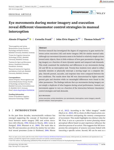 pdf eye movements during motor imagery and execution reveal different