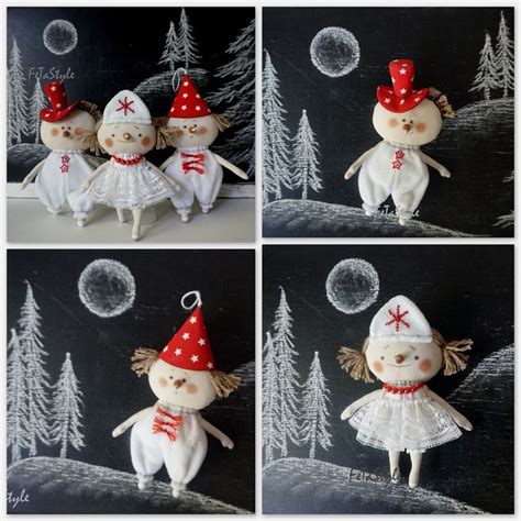 Снеговик на елку Красный и белый Игрушки на елку в интернет магазине на Ярмарке Мастеров Куклы