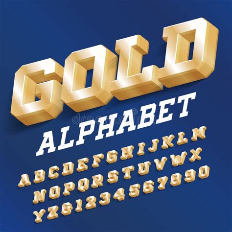 Gold Alphabet Font 3d Golden Serif Letters And Numbers With Shadow