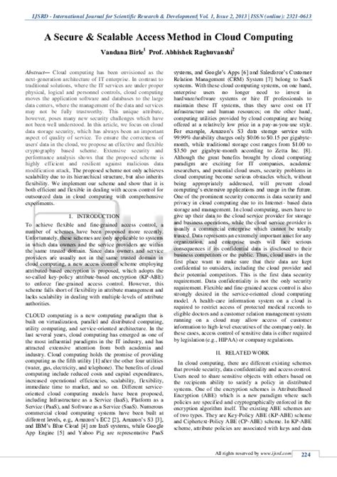 Pdf A Secure And Scalable Access Method In Cloud Computing