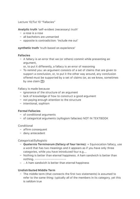 Lecture Notes Fallacies Lecture Tut Fallacies