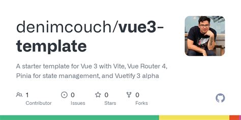 GitHub Denimcouch Vue3 Template A Starter Template For Vue 3 With Vite Vue Router 4 Pinia