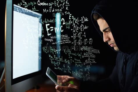Phone Coding Computer And Hacker Man With Software Code Password