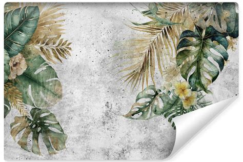 Fototapeta Do Sypialni LIŚCIE Tropikalne Monstera Beton Mur 180cm x