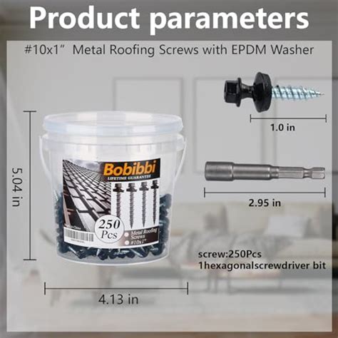 Snapklik Metal Roofing Screws 10 X 1 Inch Black Hex Head Sheet