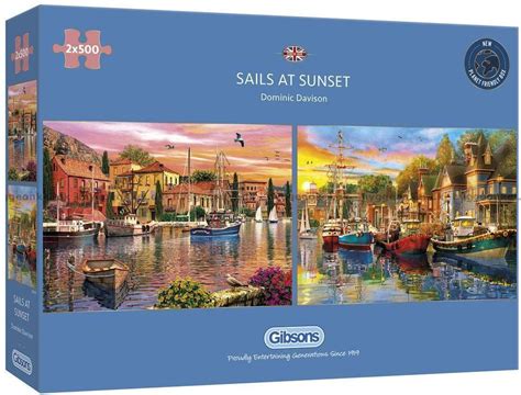 Davison Solnedgang Over Havnen 2x500 Brikker Puslespil Gibsons