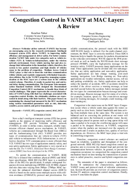 pdf congestion control in vanet at mac layer a review