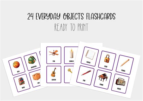 24 Everyday Objects Flash Cards Preschool Printables Montessori Flash