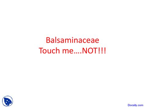 Balsaminaceae Plants Identifcation Lecture Slides Docsity