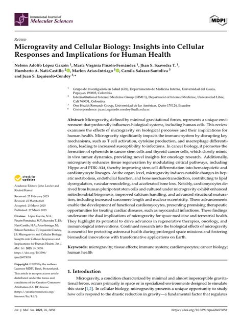 Microgravity And Cellular Biology Insights Into Cellular Responses And Implications For Human