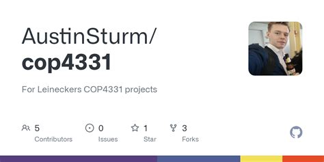 Github Austinsturmcop4331 For Leineckers Cop4331 Projects