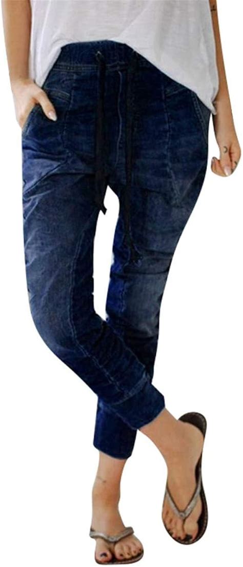 Ansenesna Jeans Mit Gummibund Damen Gummibund Elegant Jersey Hose
