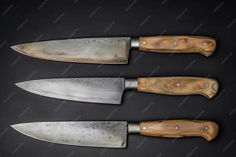 Premium Photo A Series Of Knives With A Wooden Handle And A Wooden Knife In The Middle