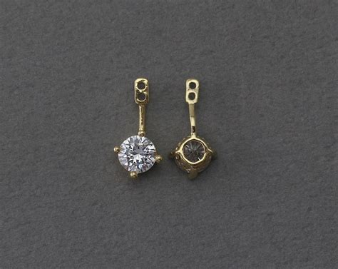 Round Cubic Zirconia Detailed Ear Jacket Wedding Earring Etsy
