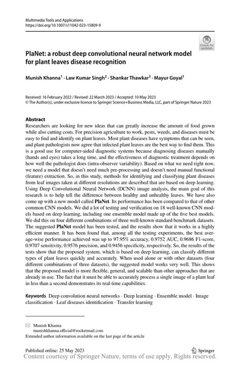 Planet A Robust Deep Convolutional Neural Network Model For Plant