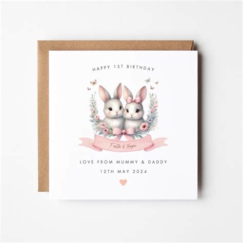 Birthday Twin Girls Card Etsy