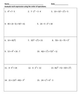 Simplify Expression Using Order Of Operations
