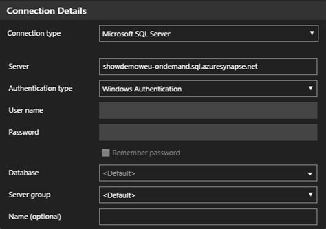 Conexión a Synapse SQL con Azure Data Studio Azure Synapse Analytics