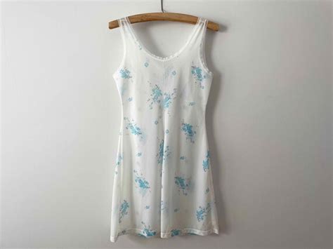 1970s Full Slip Negligee Vintage Floral Lingerie Wo Gem