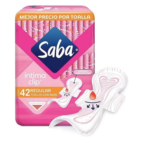 Toallas Femeninas Saba Intima Clip Regular Flujo Abundante Con Alas 42