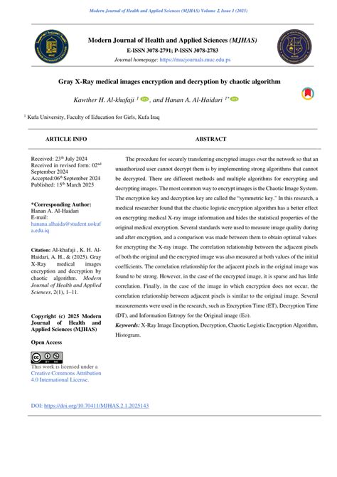 Pdf Gray X Ray Medical Images Encryption And Decryption By Chaotic