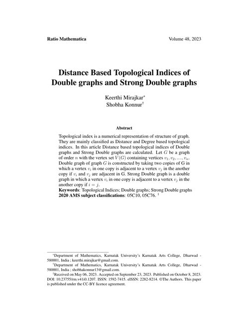 Pdf Distance Based Topological Indices Of Double Graphs And Strong