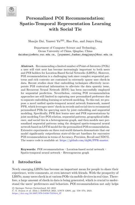 Pdf Personalized Poi Recommendation Spatio Temporal Representation Learning With Social Tie