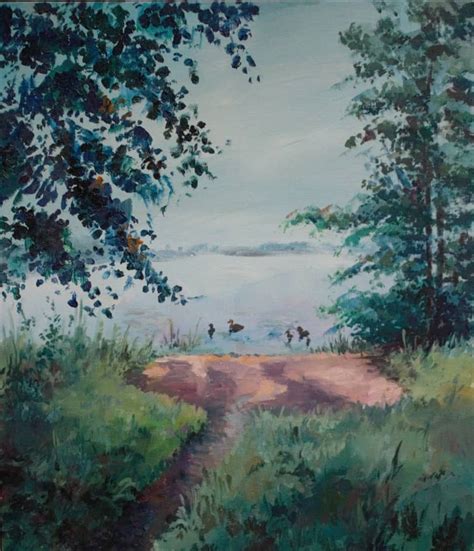 Картина «"Озеро. Этюд"» Холст на картоне, Масло 2019 г.