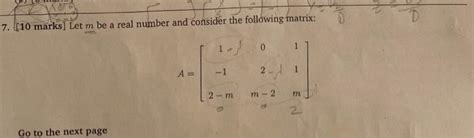 Solved D 7 10 Marks Let M Be A Real Number And Consider