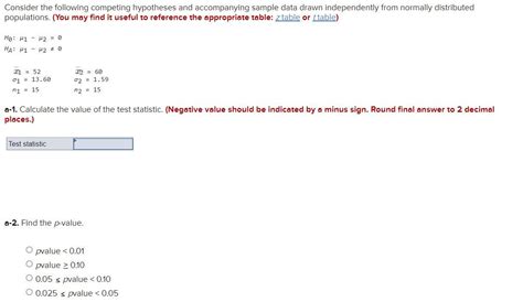 Solved Consider The Following Competing Hypotheses And Chegg