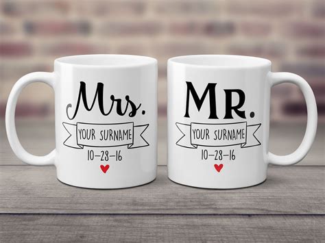 Mr And Mrs Personalized Mugs Set Of Two Couples Coffee Mugs Mugs