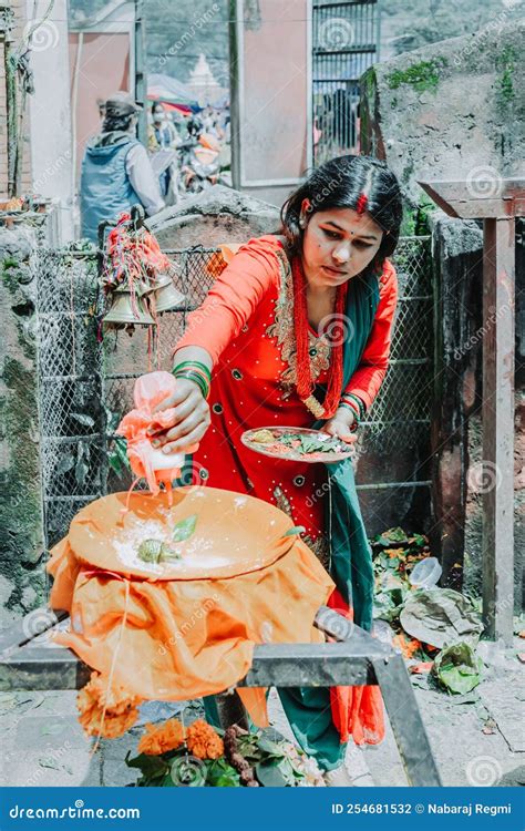 Hindu Woman Offering Prayers To God Editorial Photography Image Of