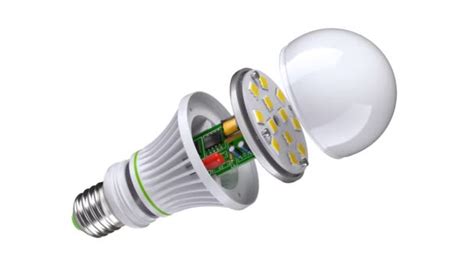 Led Bulb Assembly Animation Exploded View White Background Animation