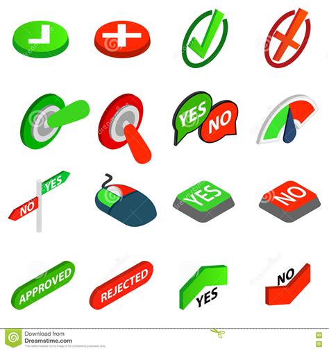 Yes Or No Icons Set Isometric 3d Style Stock Vector Illustration Of