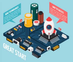 Isometric Computer Parts Infographic Concept Vector Image