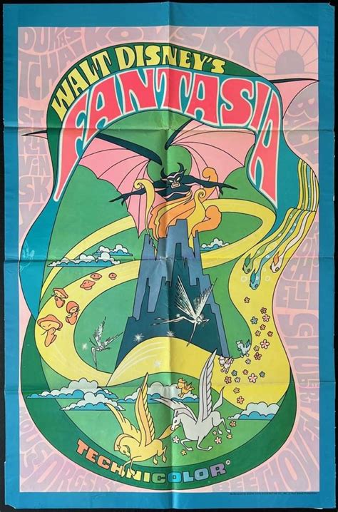 All About Movies Fantasia Poster One Sheet Original 1970 Re Issue Rare Disney Art