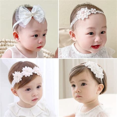 Jp ベビー ヘアバンド 4本入り 赤ちゃん ヘアアクセサリー 子供 女の子 髪飾り レースかわいい おしゃれ ベビー