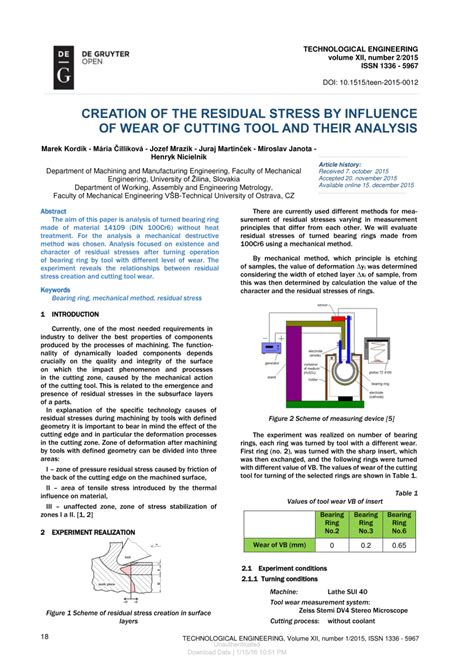 Pdf Creation Of The Residual Stress By Influence Of Wear Of Cutting Tool And Their Analysis